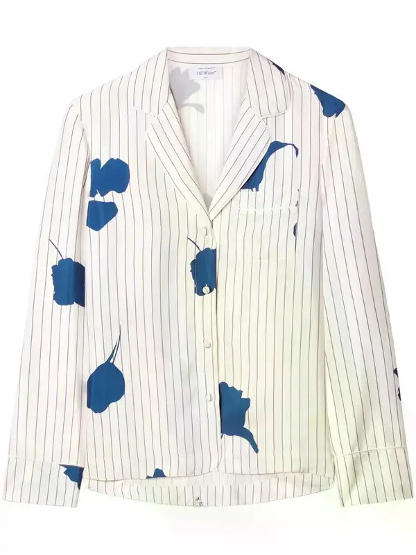 Off-White Striped Poplin Pajama Shirt - White