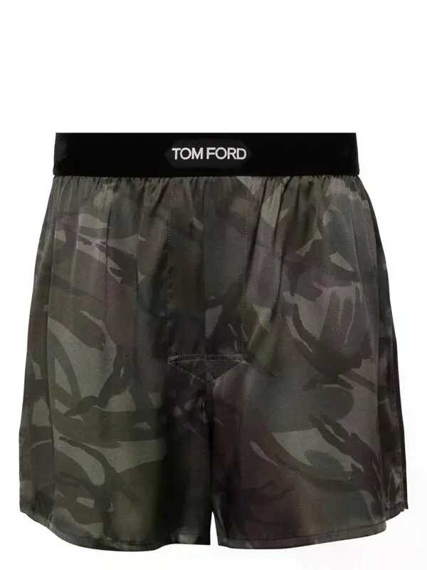 TOM FORD Camouflage-pattern Silk Boxer Briefs - Green