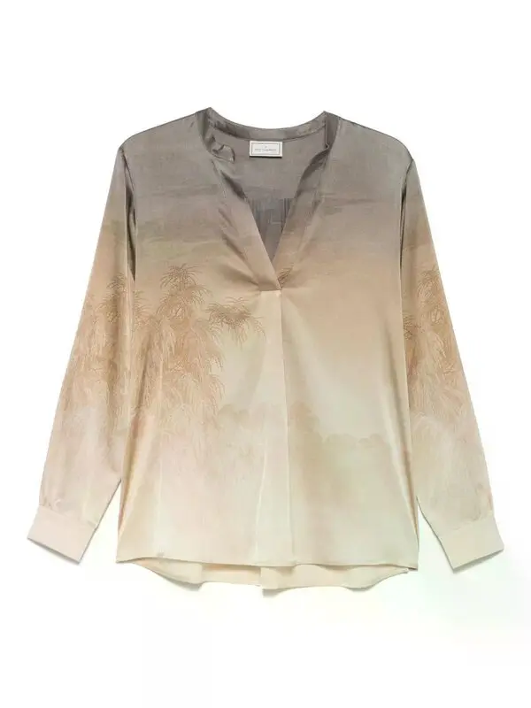 PIERRE-LOUIS MASCIA Illustration-print Blouse - Brown