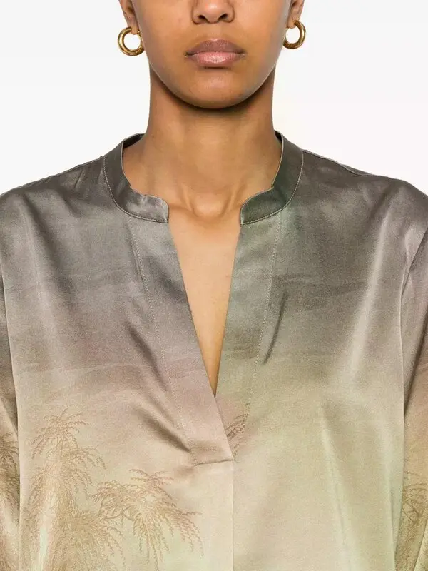 PIERRE-LOUIS MASCIA Illustration-print Blouse - Brown