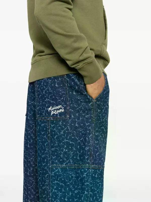 Maison Kitsuné Abstract Daisy Denim Shorts