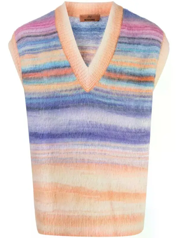 Missoni Striped V-neck Vest - Orange