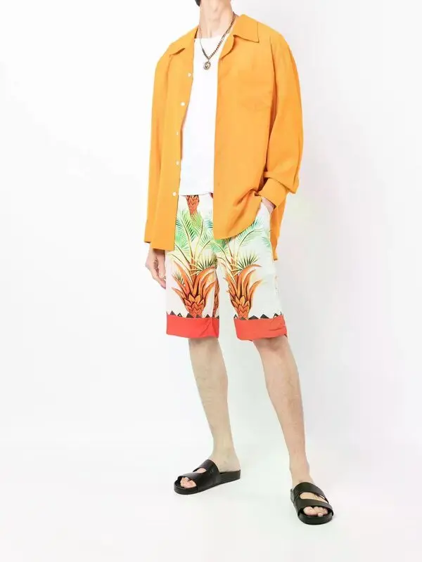 ENDLESS JOY Date Palm Motif-print Bermuda Shorts - Neutrals