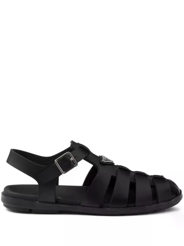 Prada Triangle-logo Sandals - Black