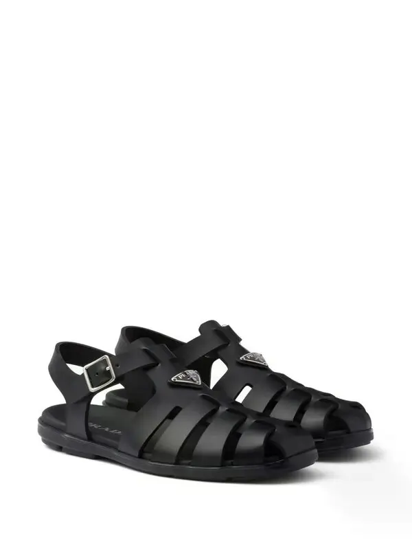 Prada Triangle-logo Sandals - Black