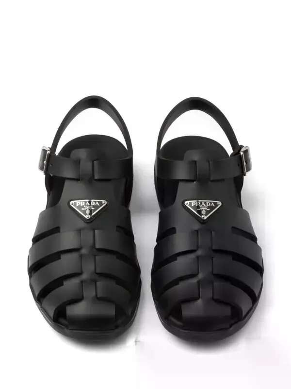 Prada Triangle-logo Sandals - Black