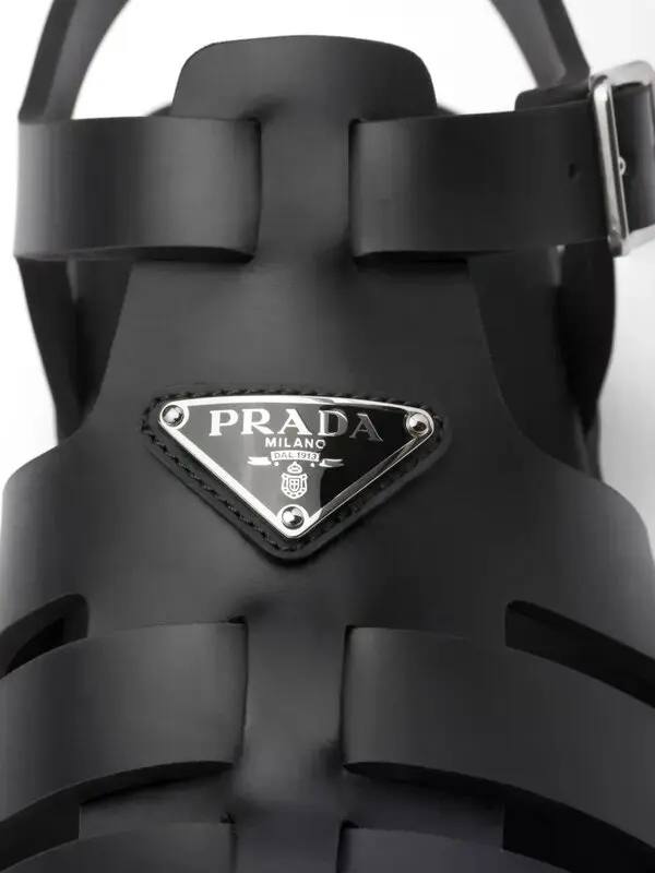 Prada Triangle-logo Sandals - Black