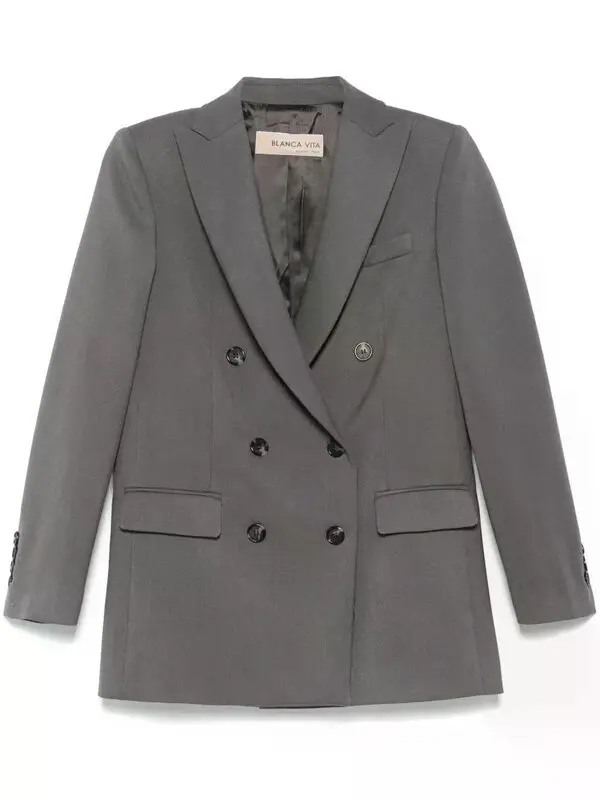 BLANCA VITA Double-breasted Flannel Blazer