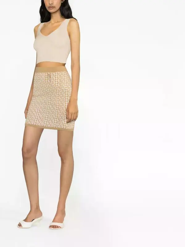 Balmain Monogram-jacquard Miniskirt