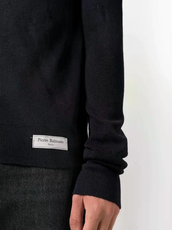 Balmain Logo-patch Merino Wool Jumper