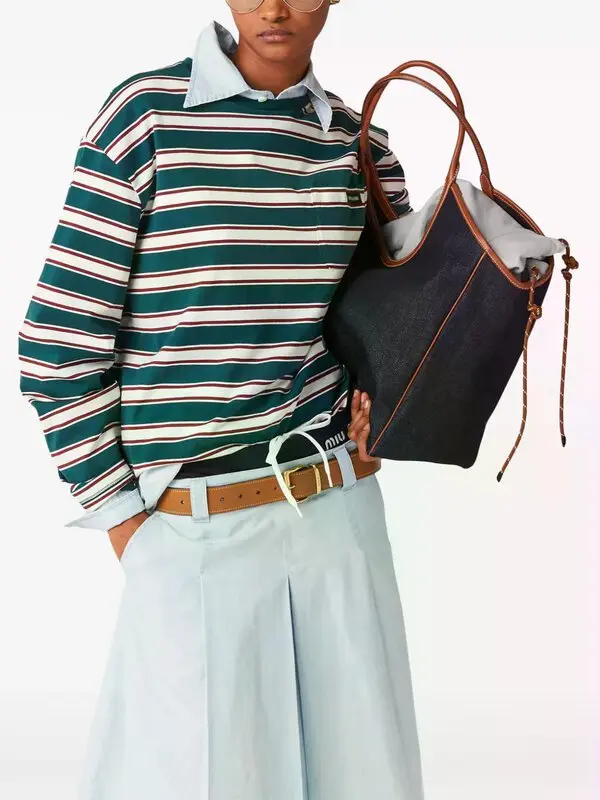 Miu Miu Striped Cotton T-shirt - Green