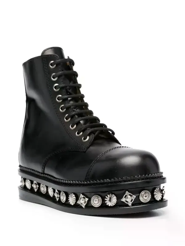Toga Stud-embellished Leather Boots - Black