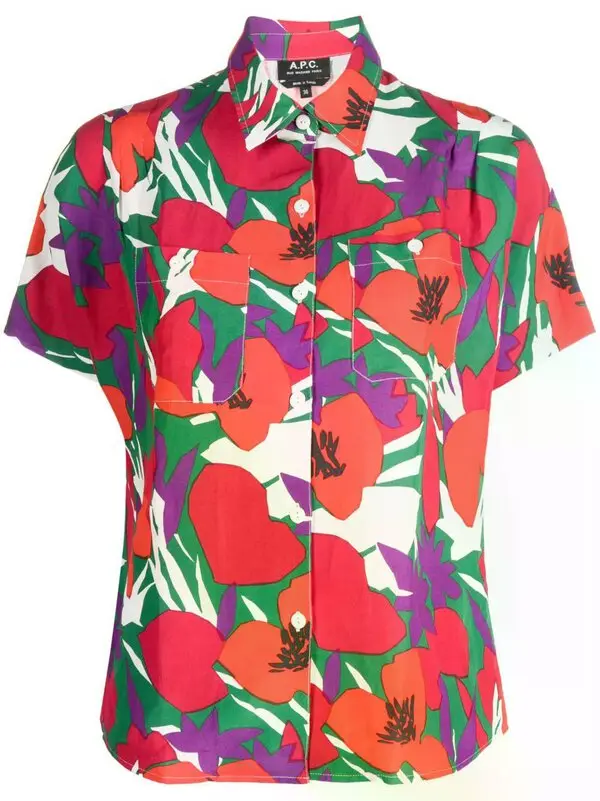 A.p.c. Floral Print Short Sleeve Shirt