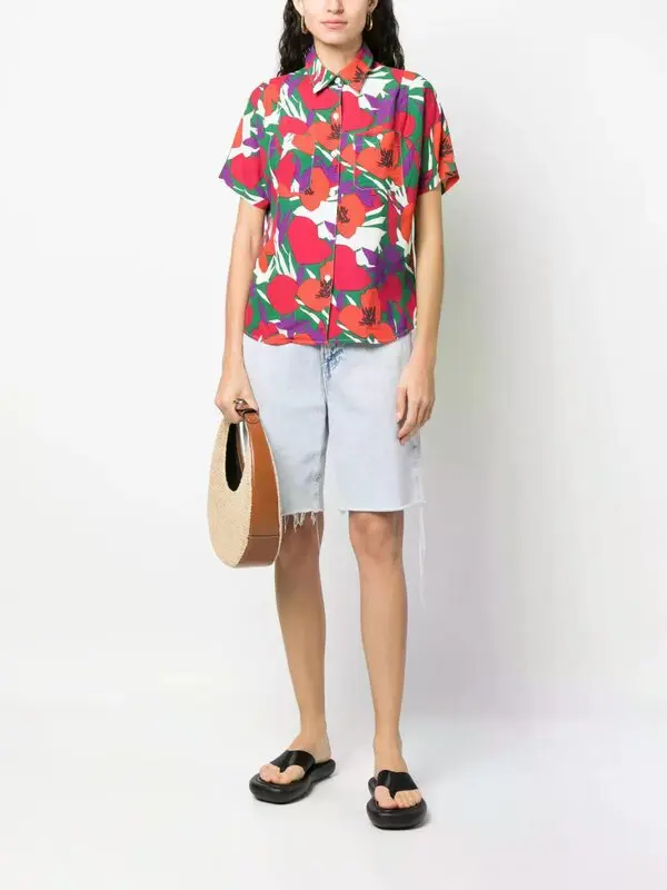 A.p.c. Floral Print Short Sleeve Shirt