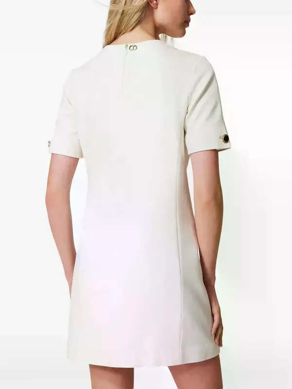 TWINSET Short Sleeve Mini Dress With Decorative Buttons