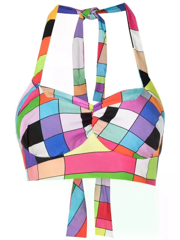 AMIR SLAMA Geometric-print Cropped Top - Multicolour