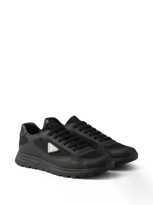Prada Prax 2.0 Mesh Panel Lace-up Sneakers - Black