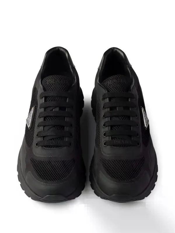 Prada Prax 2.0 Mesh Panel Lace-up Sneakers - Black