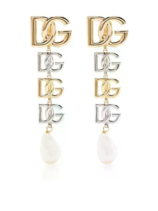 Dolce & Gabbana Dg Logo Clip-on Drop Earrings - Gold