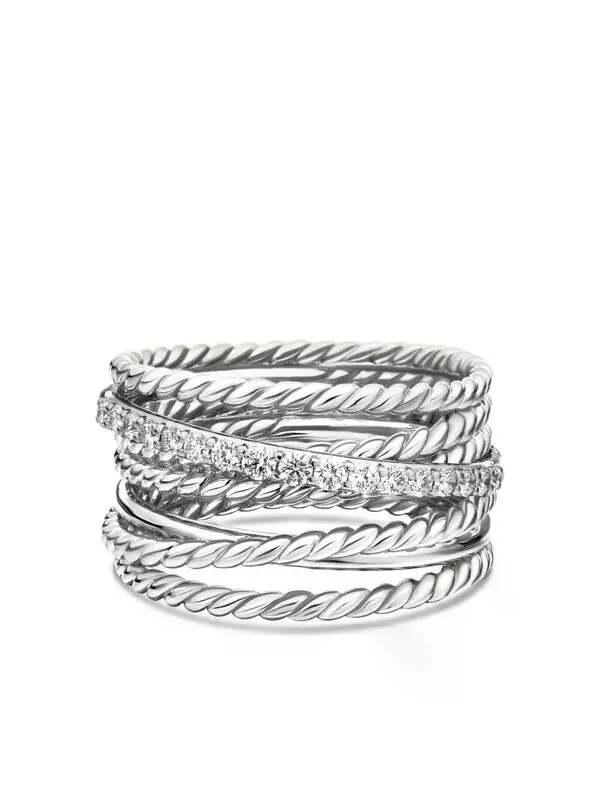 David Yurman Sterling Crossover Diamond Ring - Silver