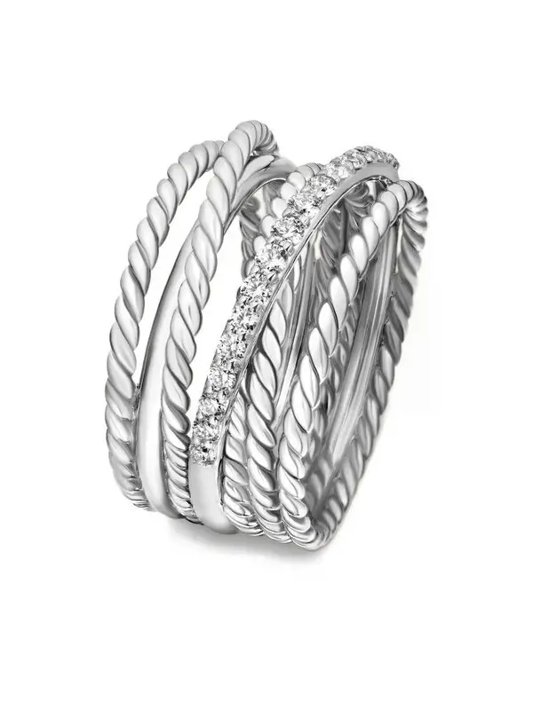 David Yurman Sterling Crossover Diamond Ring - Silver