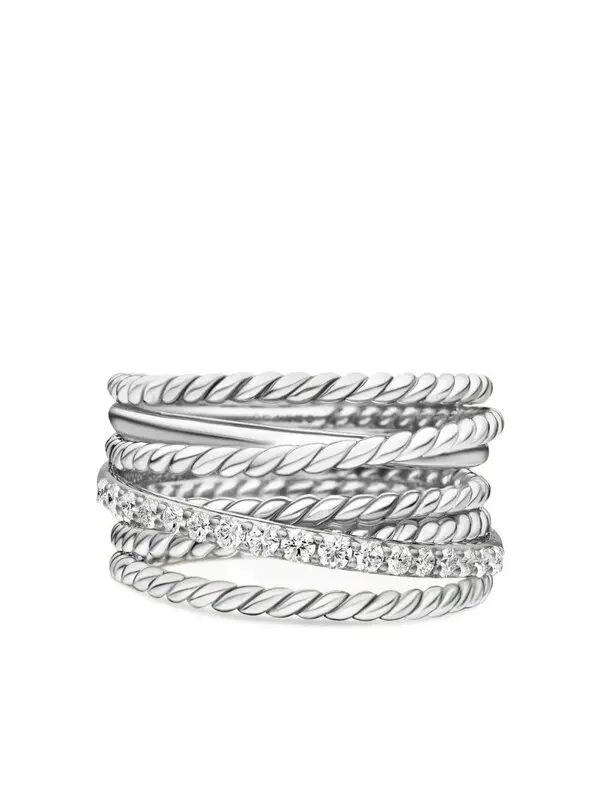 David Yurman Sterling Crossover Diamond Ring - Silver