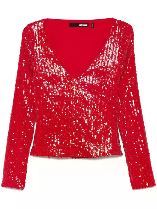 ROTATE BY BIRGER CHRISTENSEN Sequin V-neck Top