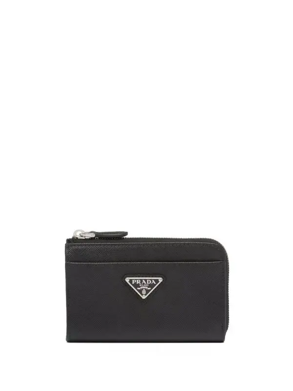 Prada Triangle-logo Leather Keychain - Black