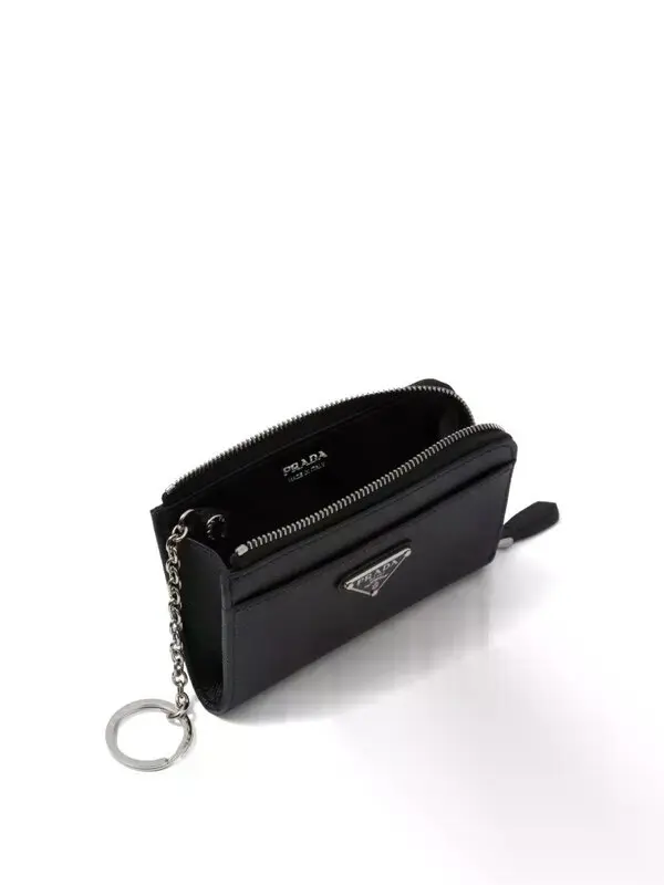 Prada Triangle-logo Leather Keychain - Black