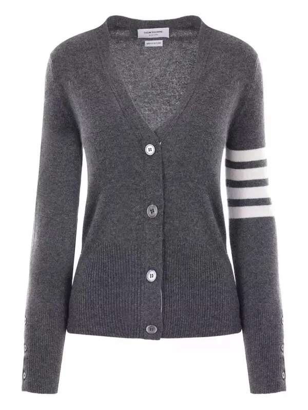 Thom Browne Cashmere V-neck Cardigan With 4-bar Sleeve Stripe