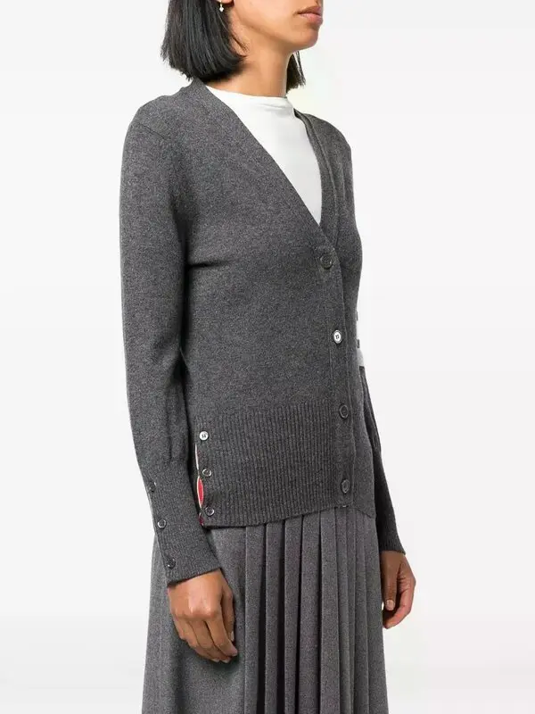 Thom Browne Cashmere V-neck Cardigan With 4-bar Sleeve Stripe