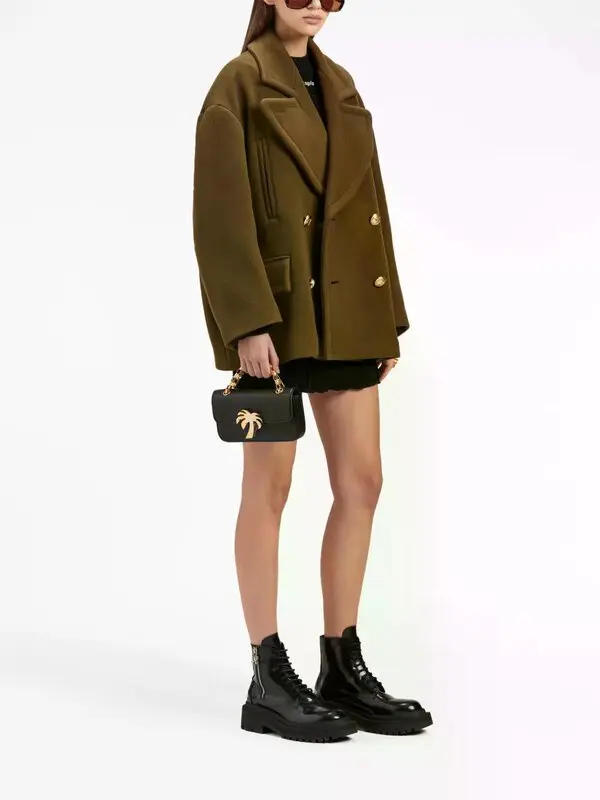 Palm Angels Palm-embroidery Double-breasted Coat