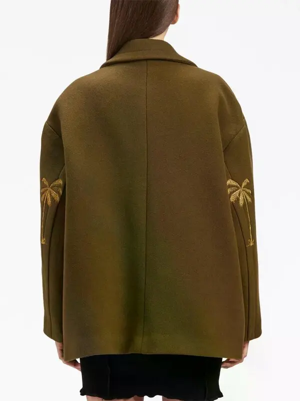 Palm Angels Palm-embroidery Double-breasted Coat
