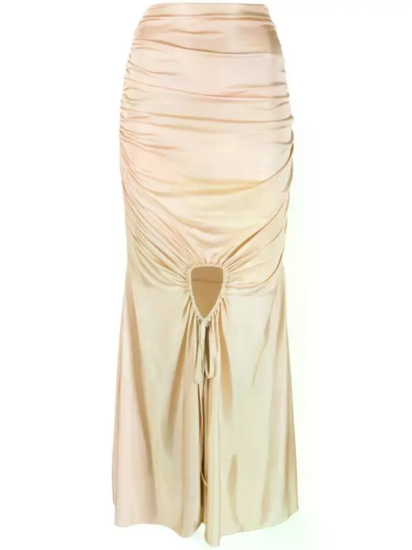 ANDREĀDAMO Gathered Detail Asymmetric Hem Skirt