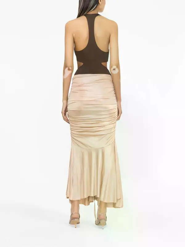 ANDREĀDAMO Gathered Detail Asymmetric Hem Skirt