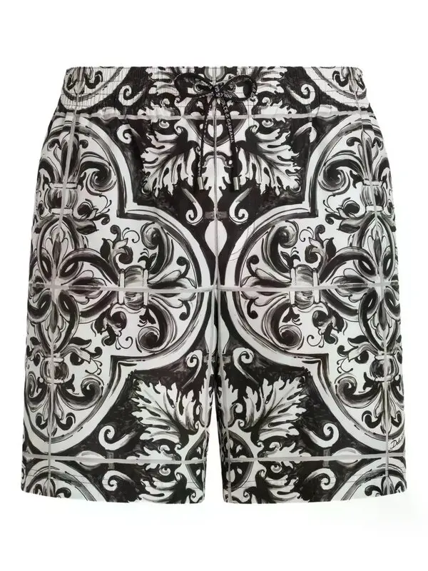 Dolce & Gabbana Graphic-print Swim Shorts - Black
