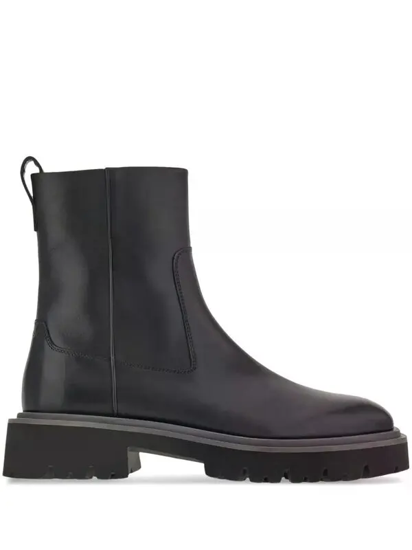 FERRAGAMO Calf Leather Ankle Boots With Lug Sole
