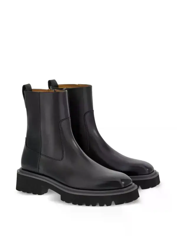 FERRAGAMO Calf Leather Ankle Boots With Lug Sole