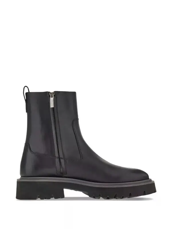 FERRAGAMO Calf Leather Ankle Boots With Lug Sole