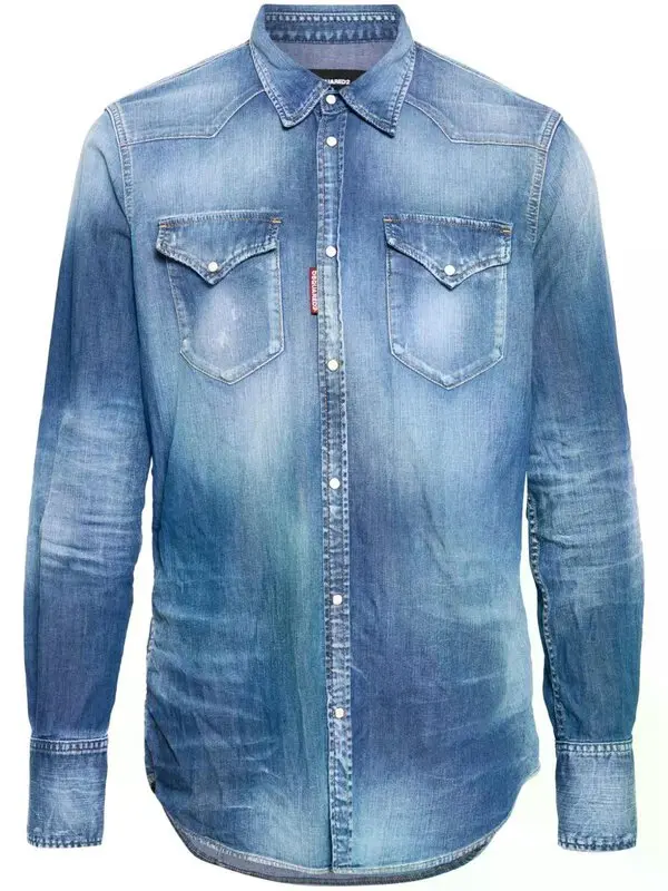 Dsquared2 Stonewashed Denim Shirt - Blue