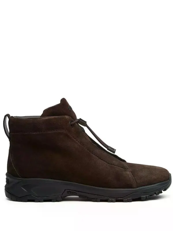 Zegna Triple Stitch Vetta Suede Sneakers - Brown