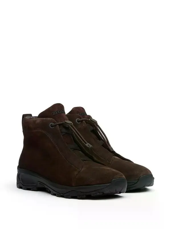 Zegna Triple Stitch Vetta Suede Sneakers - Brown