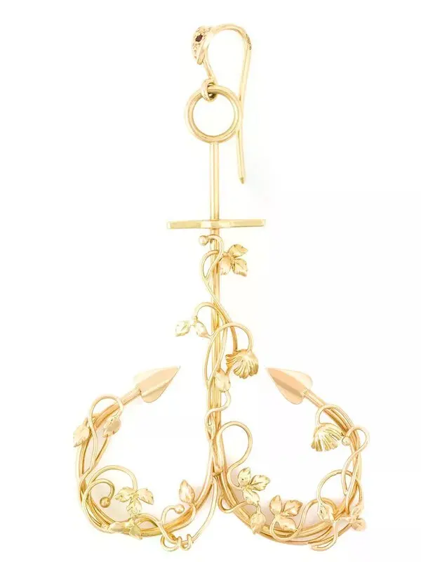 Natasha Zinko 18kt Yellow Gold Anchor Curved Earring - Metallic