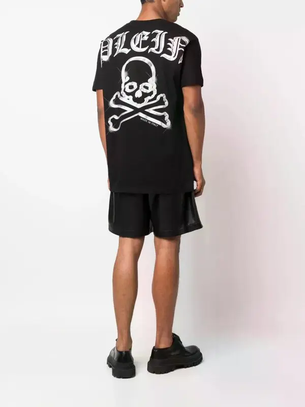 Philipp Plein Skull&bones-print Cotton T-shirt - Black
