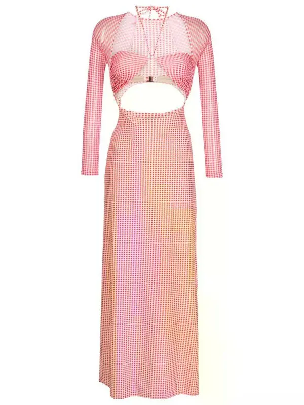 AMIR SLAMA Gingham-check Pattern Maxi Dress