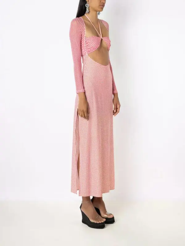 AMIR SLAMA Gingham-check Pattern Maxi Dress