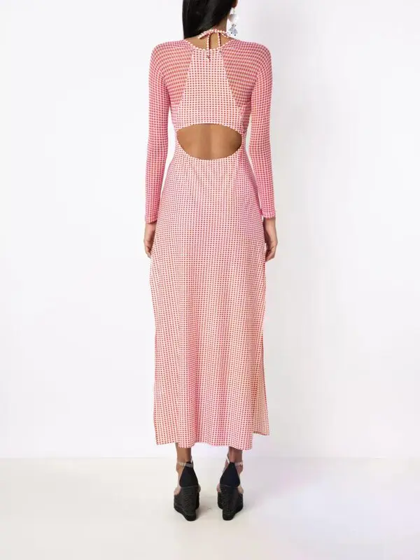 AMIR SLAMA Gingham-check Pattern Maxi Dress