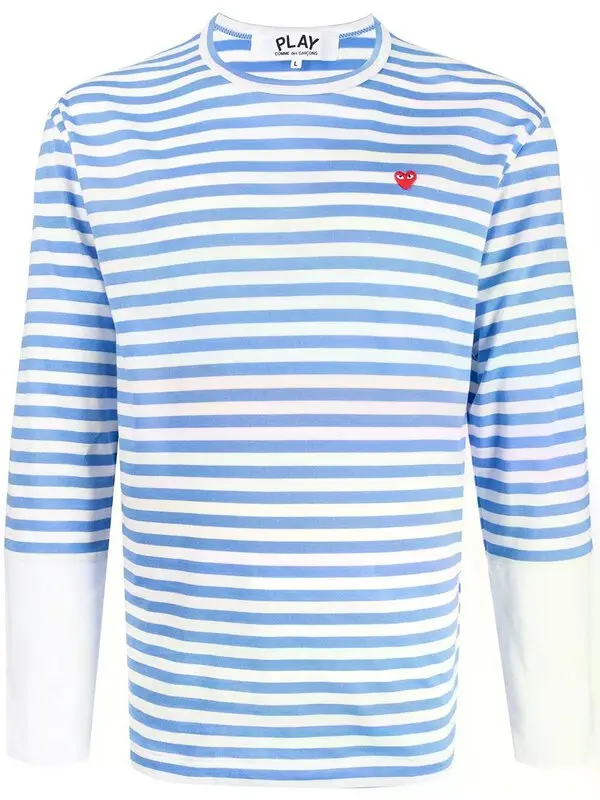Play Comme Des Garcon Striped Long-sleeve T-shirt - Blue