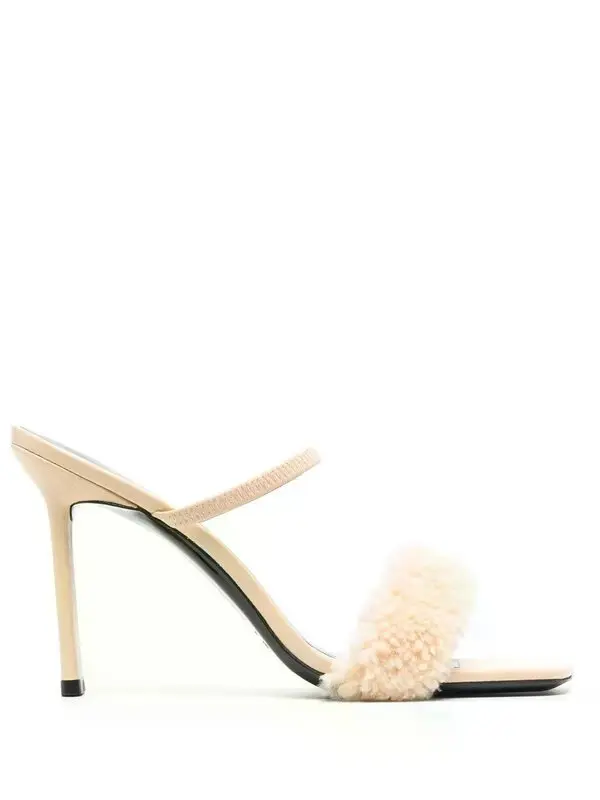 By Far Ada 100mm Shearling Sandals