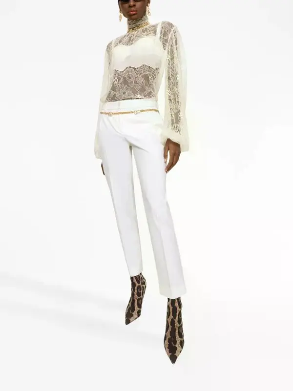 Dolce & Gabbana Lace-trim High Neck Blouse
